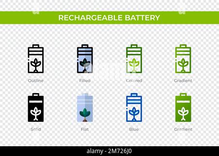 Rechargeable battery icon in different style. Rechargeable battery ...