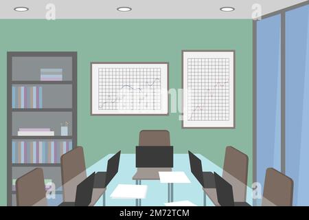 Empty office meeting boardroom cartoon vector interior set. Isolated ...