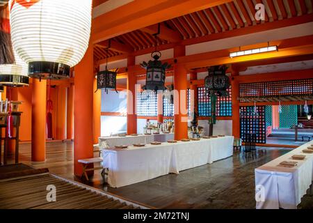 Hiroshima Japan Dec 3rd 2022: The inside view of Itsukushima main ...