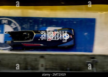 Riley Compton of the United States competes in the women's monobob ...