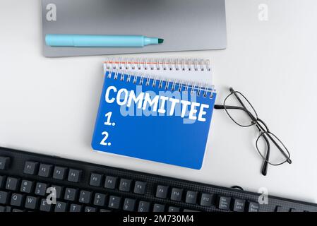 Text caption presenting Committee. Word Written on Group of people ...