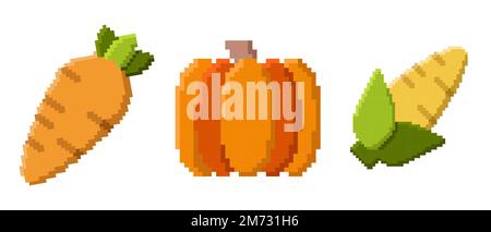 Pixel art icon. Pixel art vegetables icon. Cute pixel vegetables. 8 bit ...