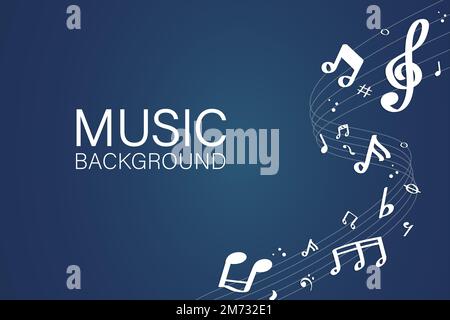 Blue flowing music notes on white background vector Stock Vector Image ...