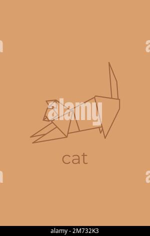 How to make origami cat head. Black line monochrome step by step ...