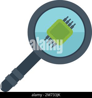 Processor magnifier icon flat vector. Mobile broken. Electronic man ...