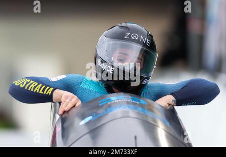 Breeana Walker from Australia starts in the women's monobob, 1st run at ...