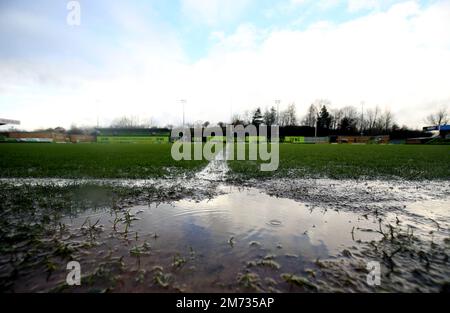 Waterlogged Football Pitch. Muddy Puddle in Goalmouth Stock Photo - Alamy