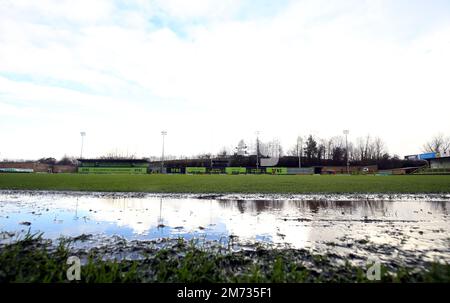 Waterlogged Football Pitch. Muddy Puddle in Goalmouth Stock Photo - Alamy