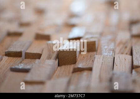 Wooden structure from small wooden picies as textured background Stock ...
