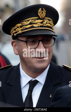 Paris Police Prefect Laurent Nunez speaks flanked by General ...