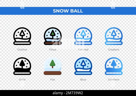 Snow ball icons in different style. Snow ball icons set. Holiday symbol ...