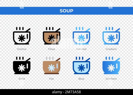 Soup icons in different style. Soup icons set. Holiday symbol ...