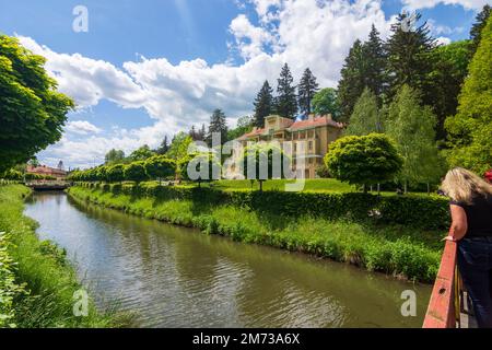 Luhacovice (Bad Luhatschowitz) : Luhacovicky stream, church in ...