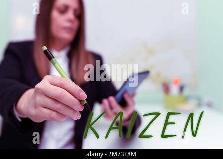 Writing displaying text Kaizen, Internet Concept a Japanese business ...