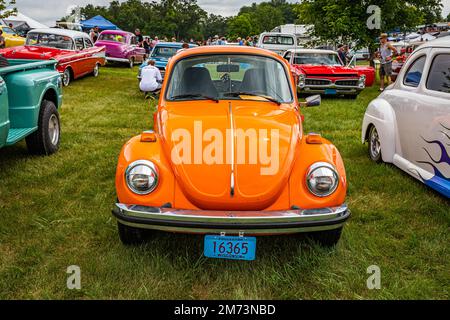 Iola, WI - July 07, 2022: High perspective rear view of a 1965 Sunbeam ...
