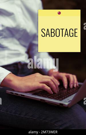 Conceptual display Sabotage. Business showcase destruction of an ...