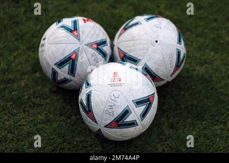 The official Emirates FA Cup Mitre Ultimax Pro match ball during the ...
