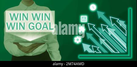 Hand writing sign Win Win Win Goal. Conceptual photo Approach that aims ...