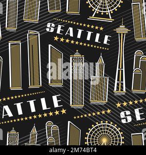 Vector Seattle Seamless Pattern, square repeat background with ...