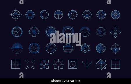 HUD game cursor. Game interface pointer sign for selection and press ...