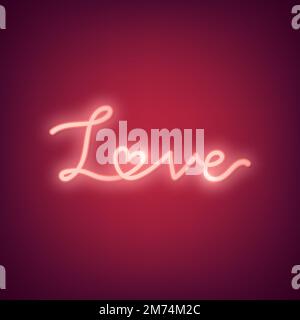 Neon light love word on pink background Stock Vector Image & Art - Alamy