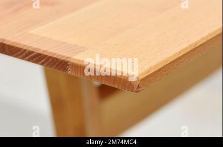Wooden table top surface isolated over white background. Solid wood ...