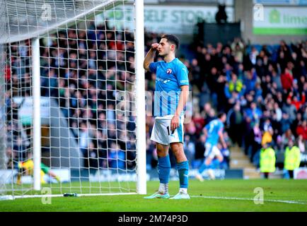 Chesterfield's Armando Dobra celebrates scoring their side's third goal ...
