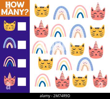 Math Game Worksheet Cartoon Fluffy White Clouds Vector Mathematics