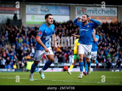 Chesterfield's Armando Dobra celebrates scoring their side's third goal ...