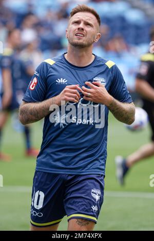 David Ball of Wellington Phoenix warms up before the match between ...