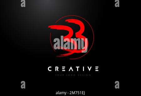 Red BC Brush Letter Logo Design. Artistic Handwritten Brush Letters ...