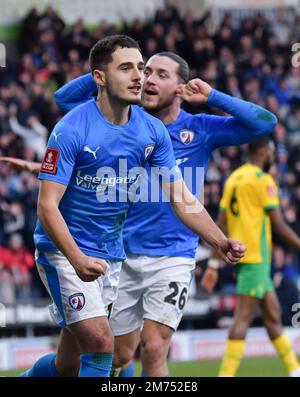 Chesterfield's Armando Dobra celebrates scoring their side's third goal ...