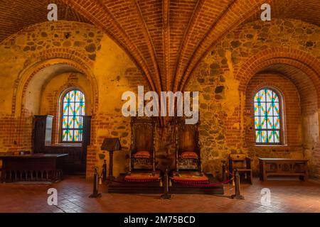 Interior of the old Trakai Castle and Museum in Trakai, Lithuania ...