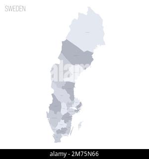 Sweden political map of administrative divisions - counties. Flat ...