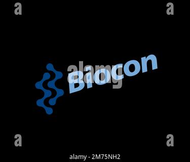 Biocon, rotated logo, black background B Stock Photo - Alamy