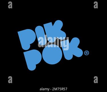 PikPok, rotated logo, black background B Stock Photo - Alamy