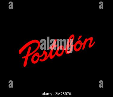 Postobon, rotated logo, black background B Stock Photo - Alamy
