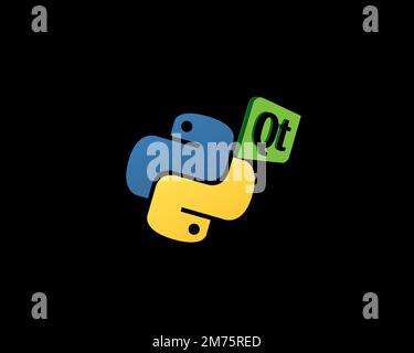 PyQt, rotated logo, black background Stock Photo - Alamy