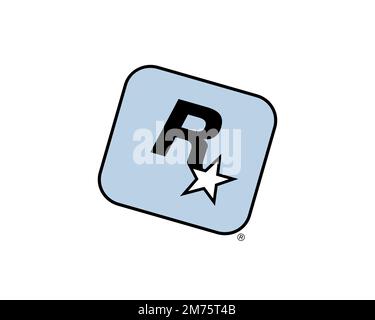 Rockstar Vienna, rotated logo, white background Stock Photo - Alamy