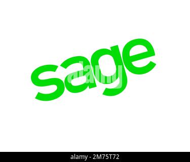 Sage Group, rotated logo, white background B Stock Photo - Alamy