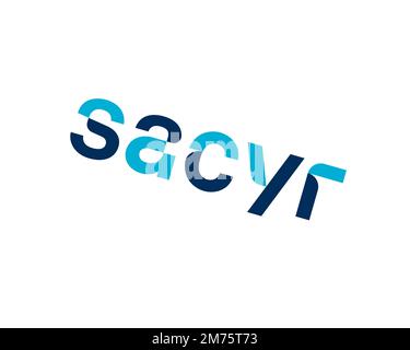 Sacyr, rotated logo, white background Stock Photo - Alamy