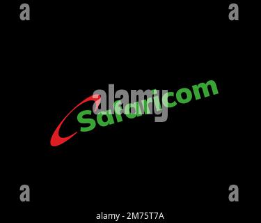 Safaricom, rotated logo, black background B Stock Photo - Alamy