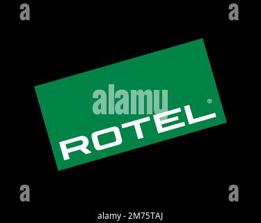 Rotel, rotated logo, black background B Stock Photo - Alamy