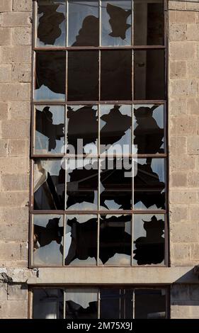 A window falling out of an abandoned house Stock Photo - Alamy