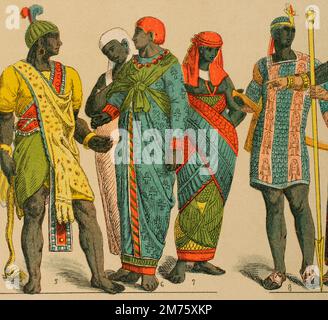 Ancient Egyptian costume. From left to right: woman and man in ordinary ...