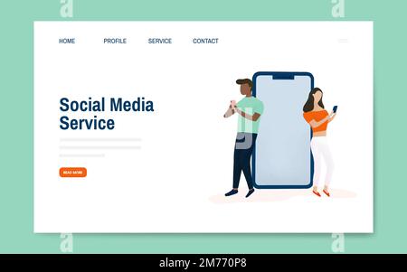 Social media service landing page layout vector Stock Vector Image ...