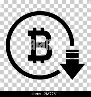 Bitcoin reduction symbol, cost decrease icon. Reduce debt bussiness sign vector illustration ...
