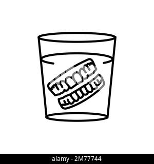 False teeth in glass line icon. Dental prosthetic. Vector illustration ...