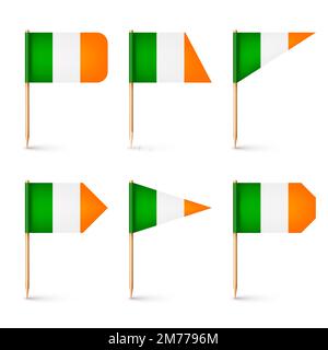 Realistic various Irish toothpick flags. Souvenir from Ireland. Wooden ...