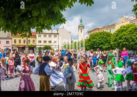 Lipnik nad Becvou (Leipnik): Town Hall, Town square, Church of Saint ...